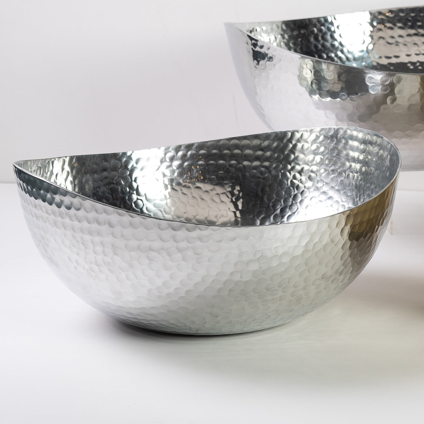 Handcrafted 14.5" Hammered Stainless Steel Centerpiece Bowl - Walmart.com