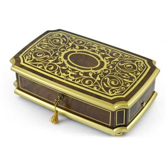 Handcrafted 50 Note Music Box with Butterfly and Floral Inlay with Gold ...