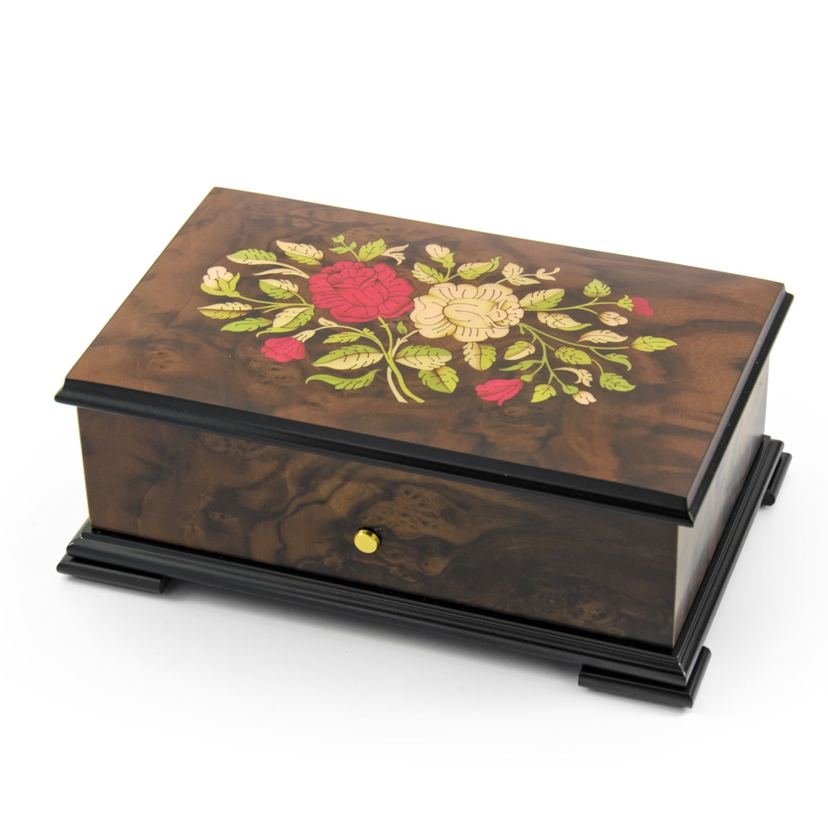 Handcrafted 50 Note Sankyo Red and White Rose Inlay Grand Music Box ...