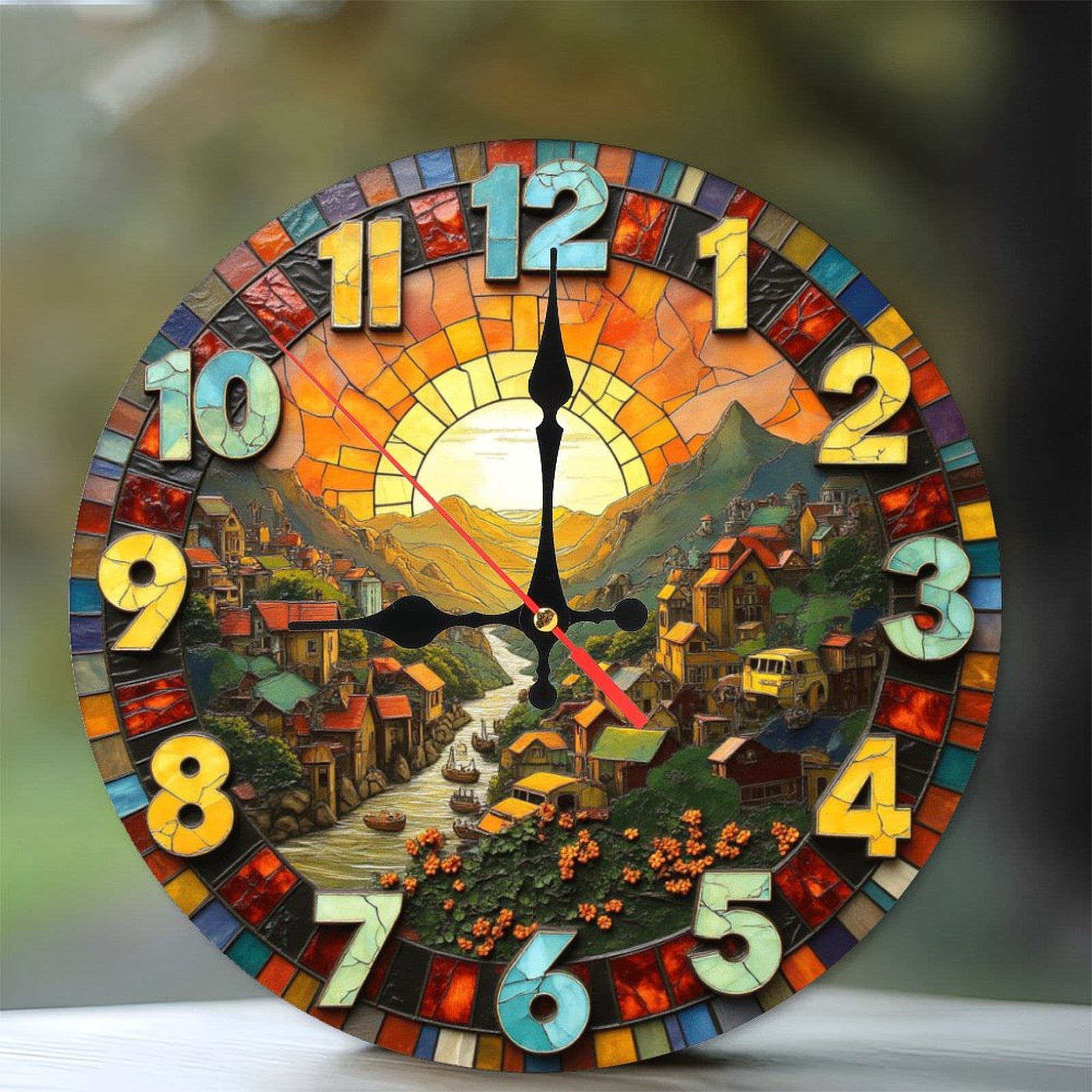 Handcrafted Artistic Wall Clock for Home Decoration 10-Inch Silent ...
