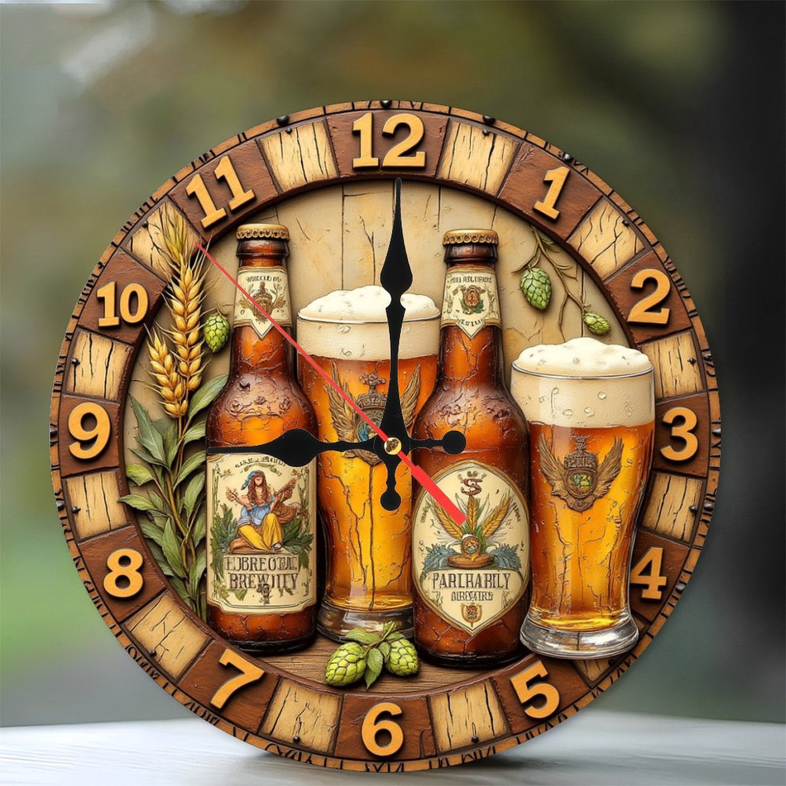 Handcrafted Beer Brewery Wall Clock， Pub Decor， Vintage Beer Bottles 10 ...