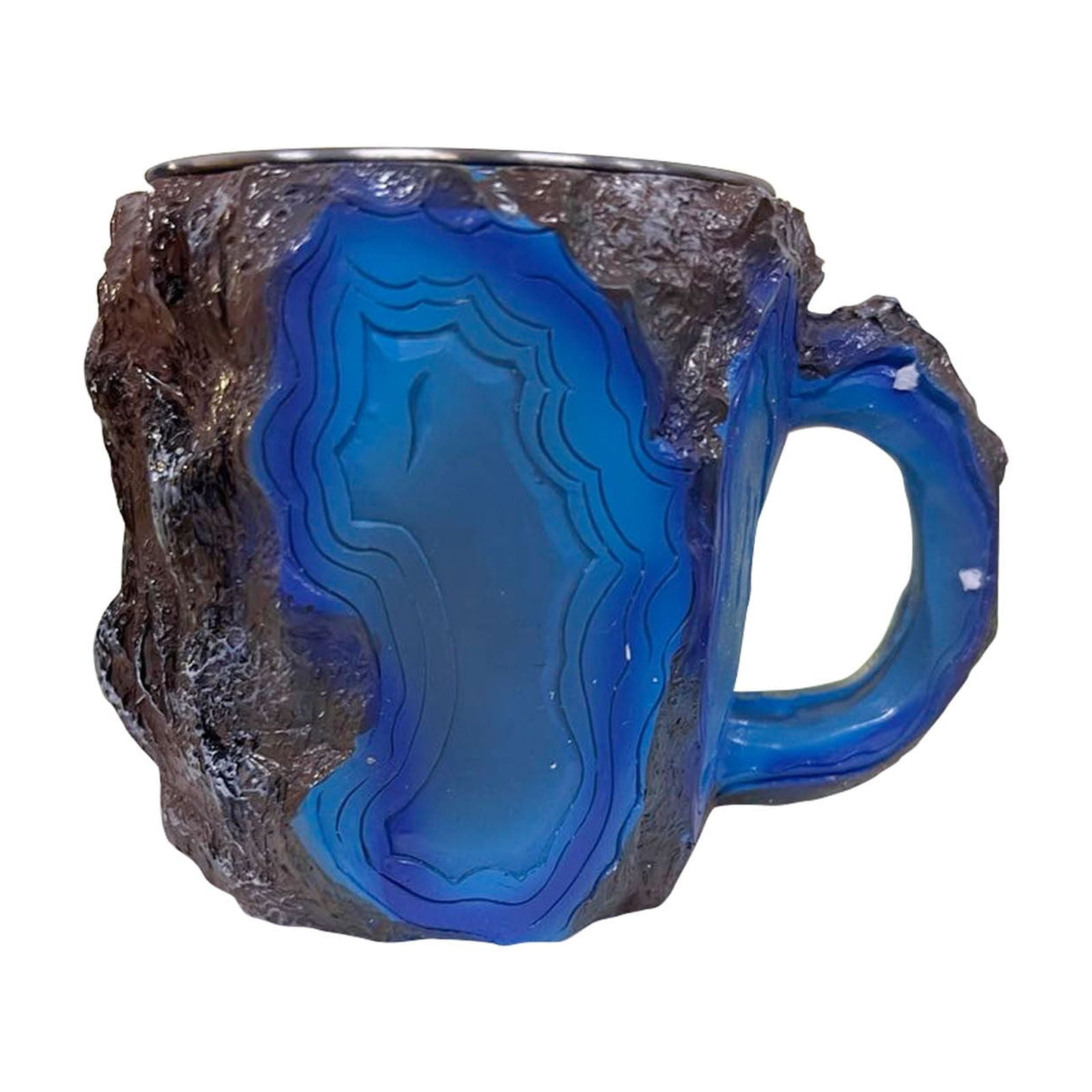 Handcrafted Blue Geode Crystal Mug – Unique Agate Stone Design, Perfect ...