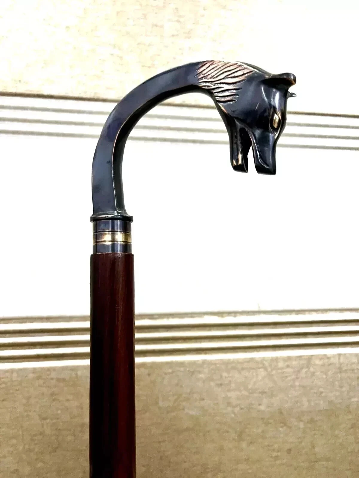 Handcrafted Bubba Stik Texas-Style Mahogany-Stained Wooden Walking Cane ...