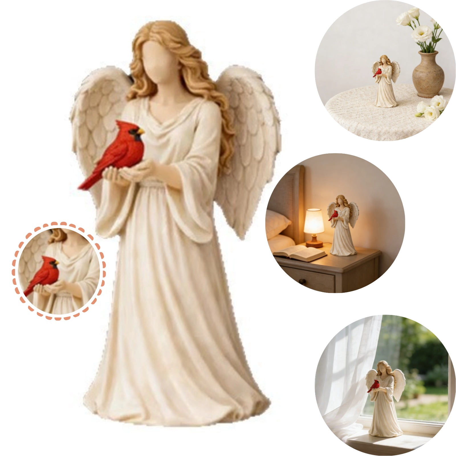 Handcrafted Cardinal & Angel Memorial Statues–A Symbol of Love Peace ...