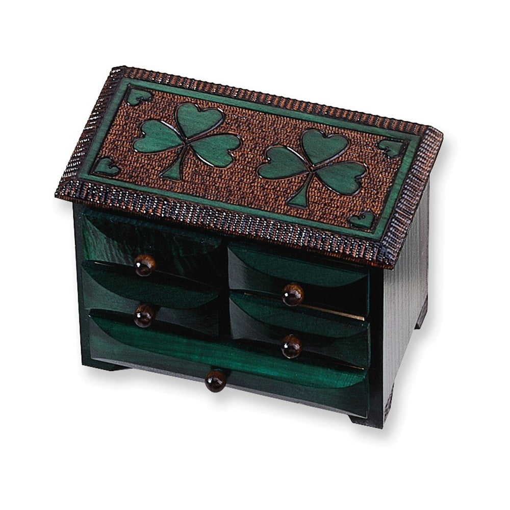 Handcrafted Carved Wood Green Shamrock 5-drawer Chest Q-GM5397 ...