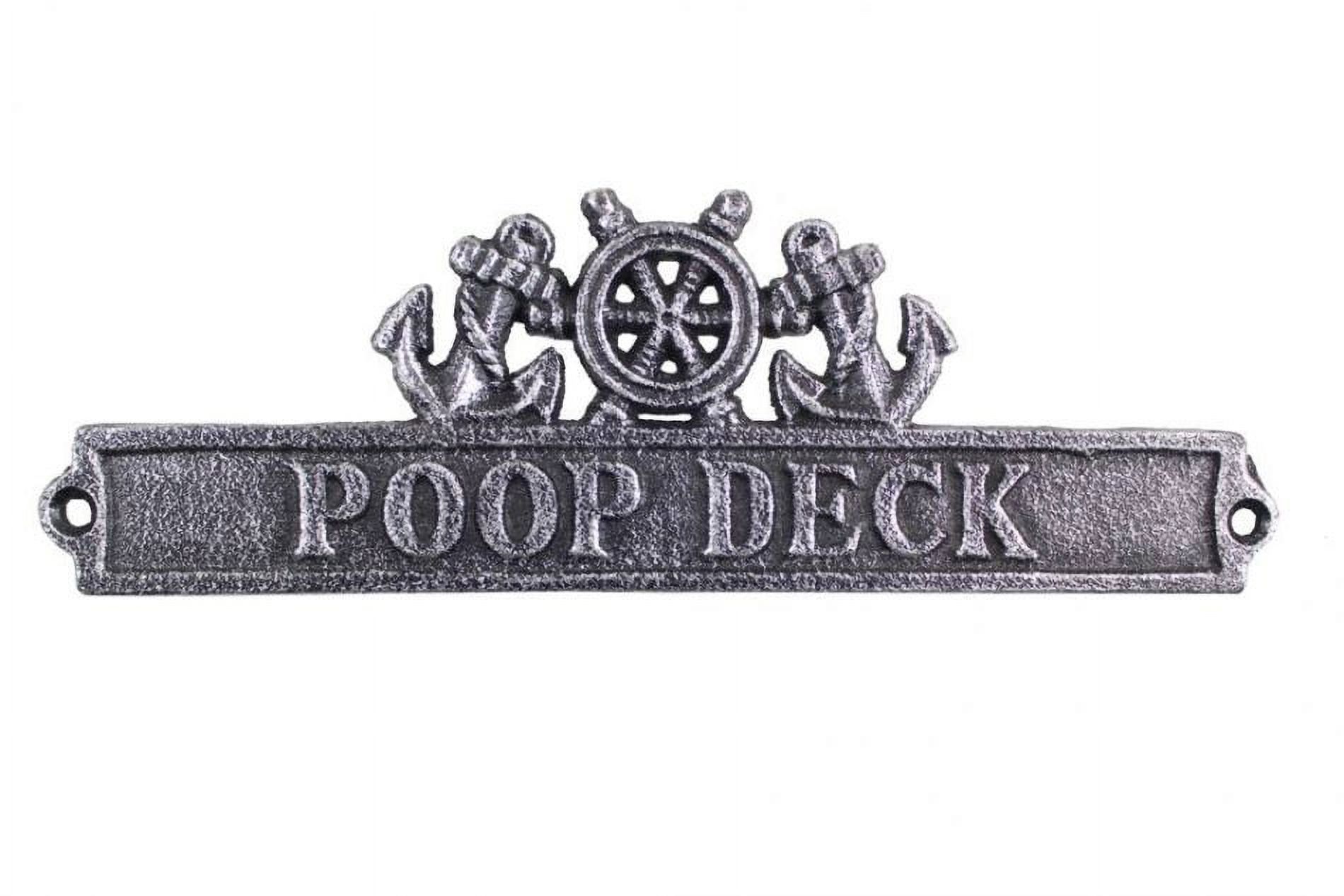 Handcrafted Cast Iron - Antique Silver Cast Iron Poop Deck Sign with ...