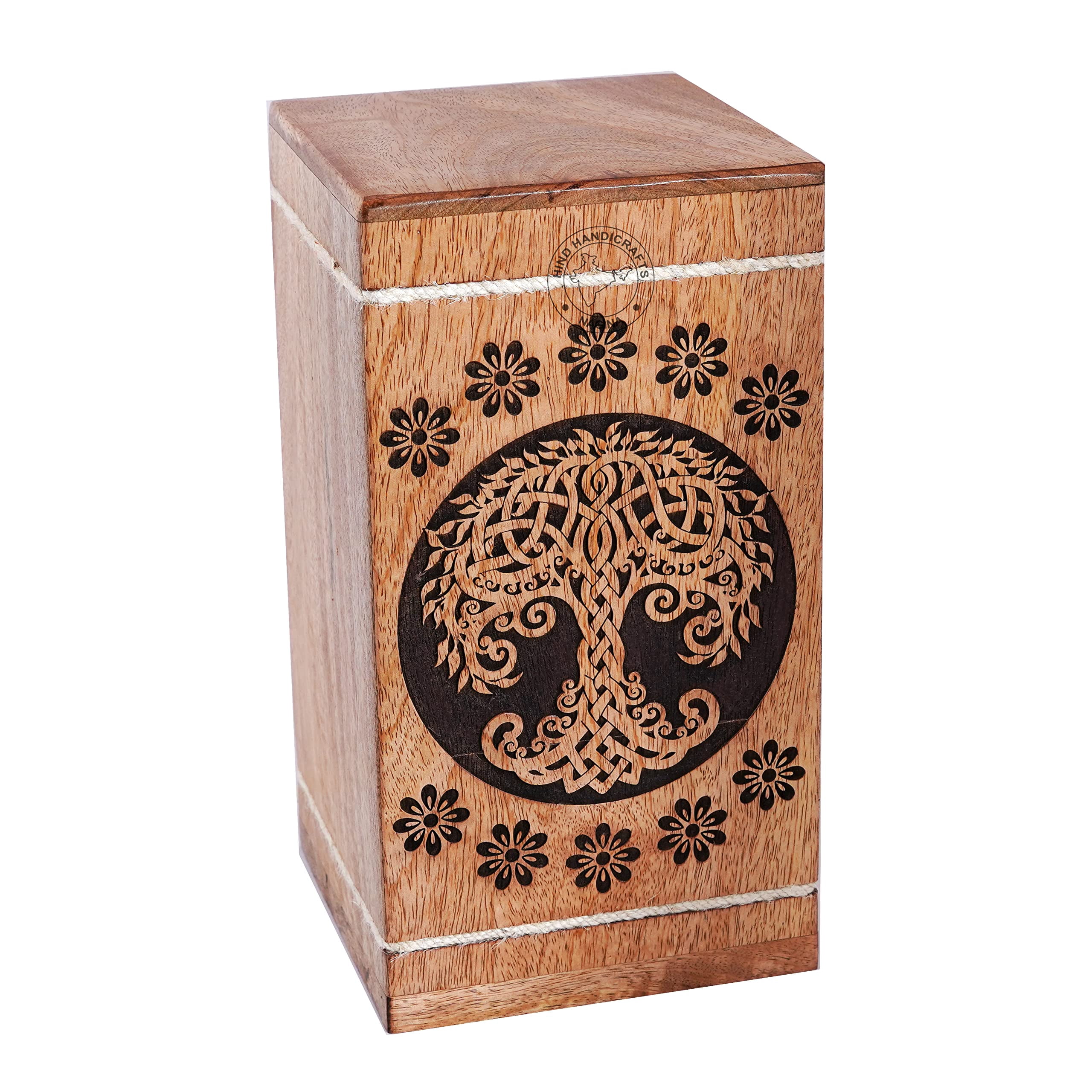 Handcrafted Celtic Tree of Life Wooden Urns for Human Ashes Adult Large ...