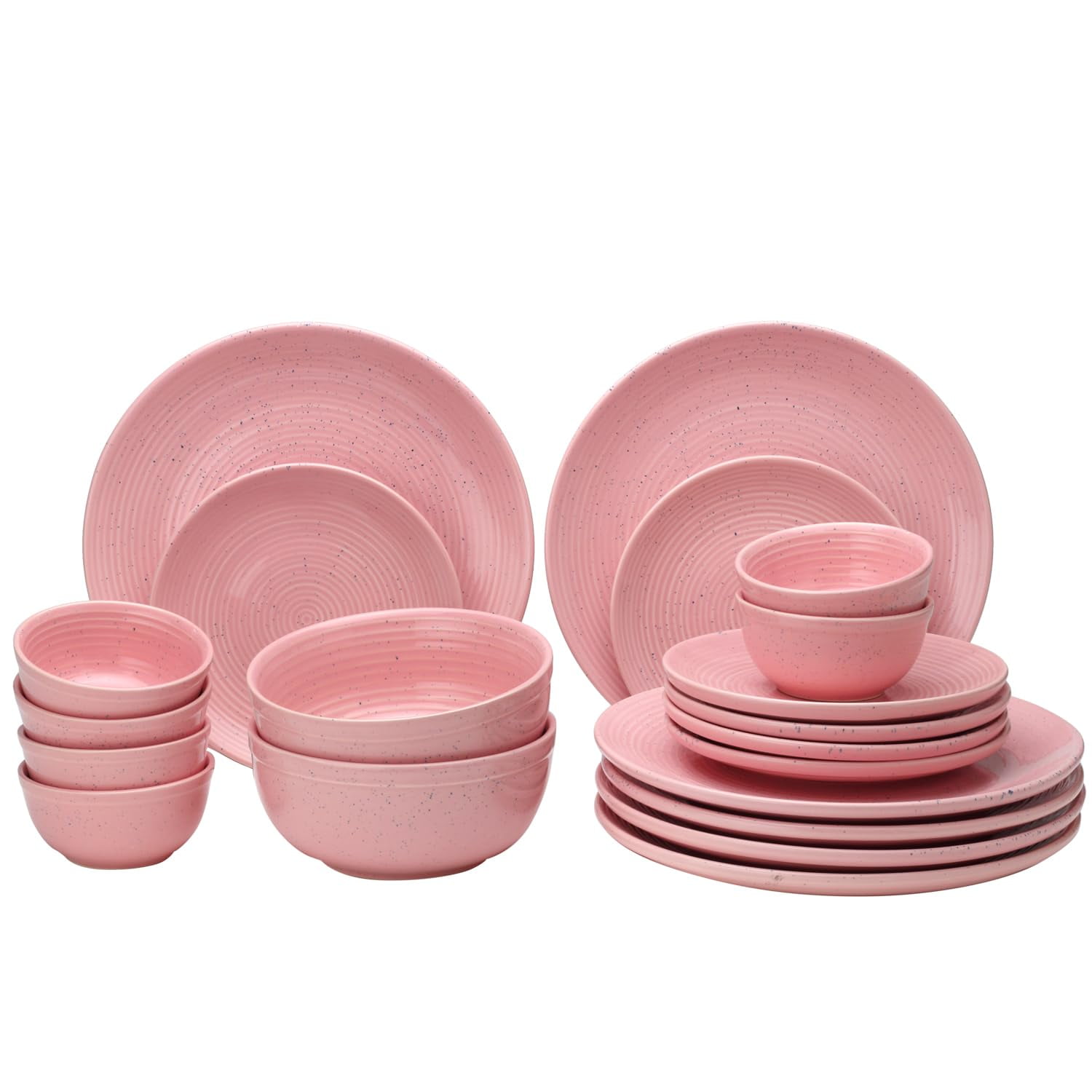 Handcrafted Ceramic Stoneware Dinner Set Of 20 Pieces With Serving Bowls Set, Blush Pink | 6 ...