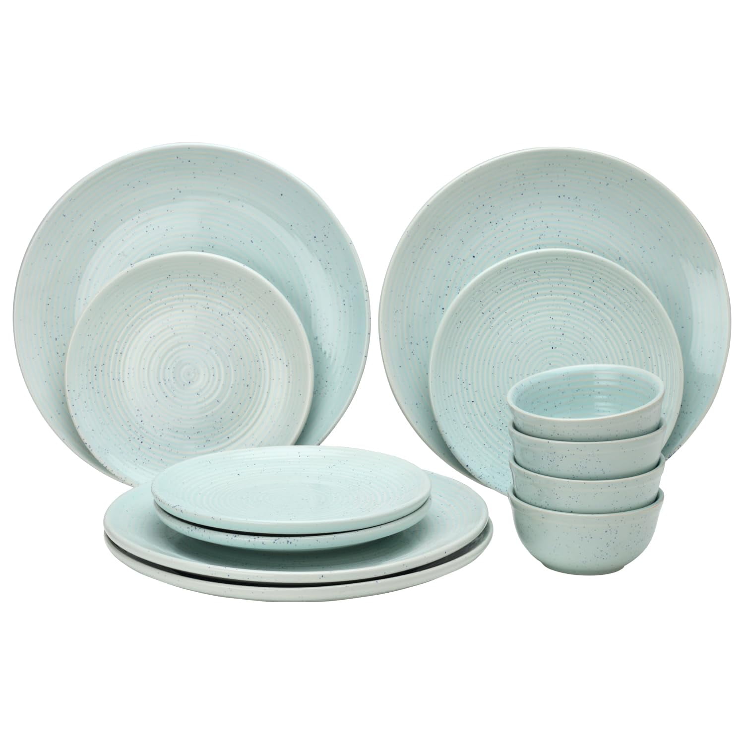Handcrafted Ceramic Stoneware Dinner Set - Pack Of 12 Pcs, Mint-Green ...
