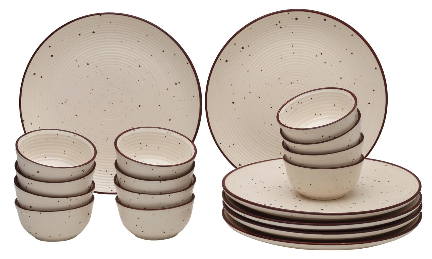 Handcrafted Ceramic Stoneware Dinner Set - Pack Of 18 Pcs, Beige | 6 ...