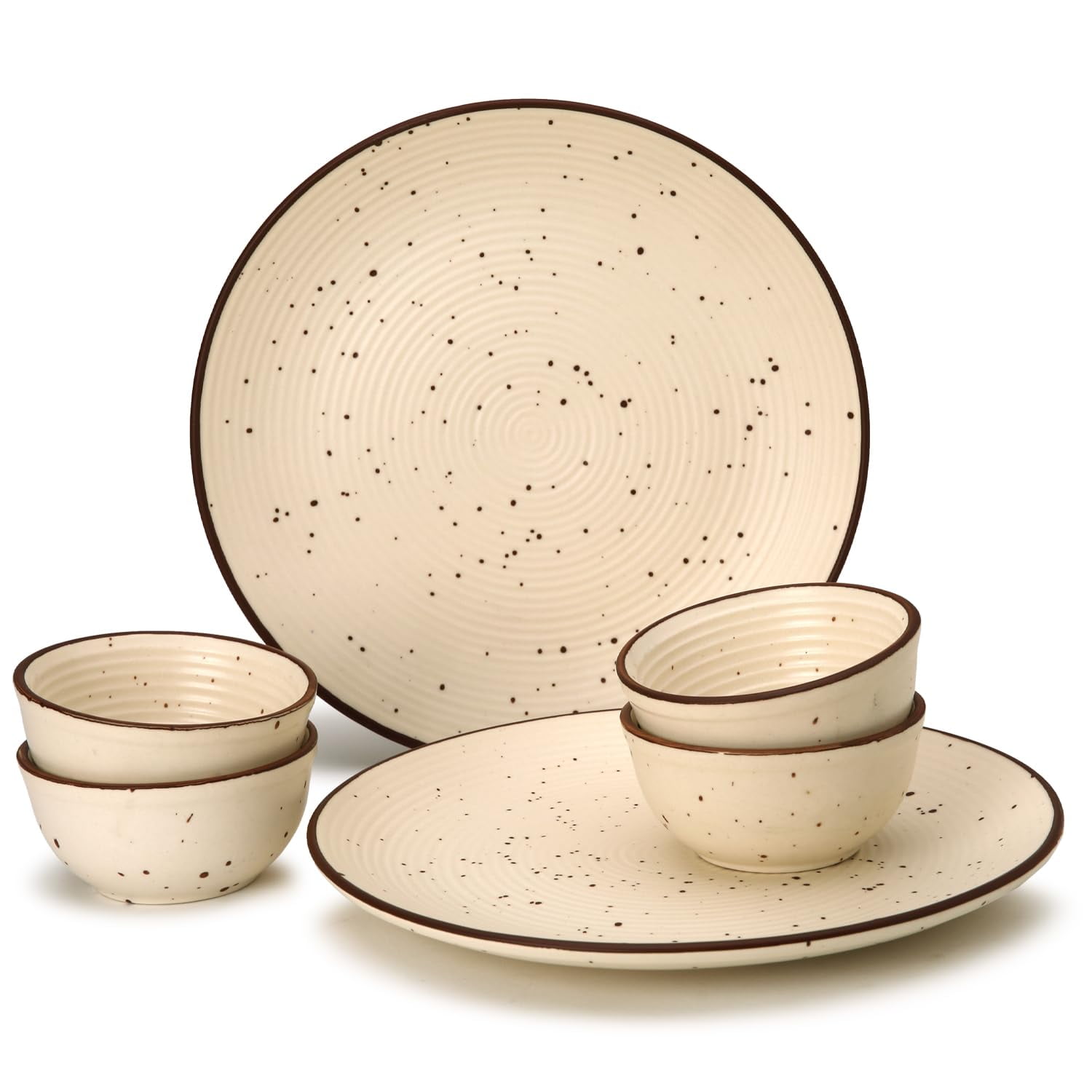 Handcrafted Ceramic Stoneware Dinner Set - Pack Of 6 Pcs, Beige | 2 ...
