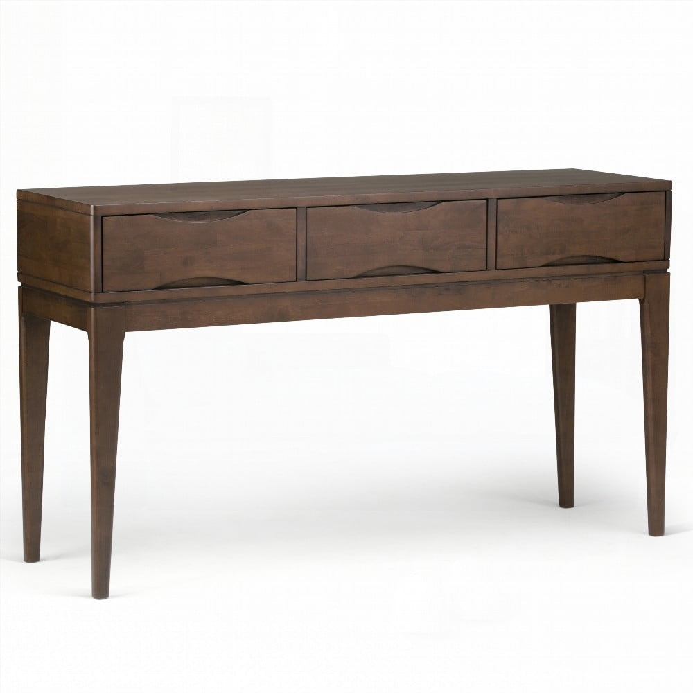 Handcrafted Console Sofa Table in Walnut Brown - Solid Rubberwood ...