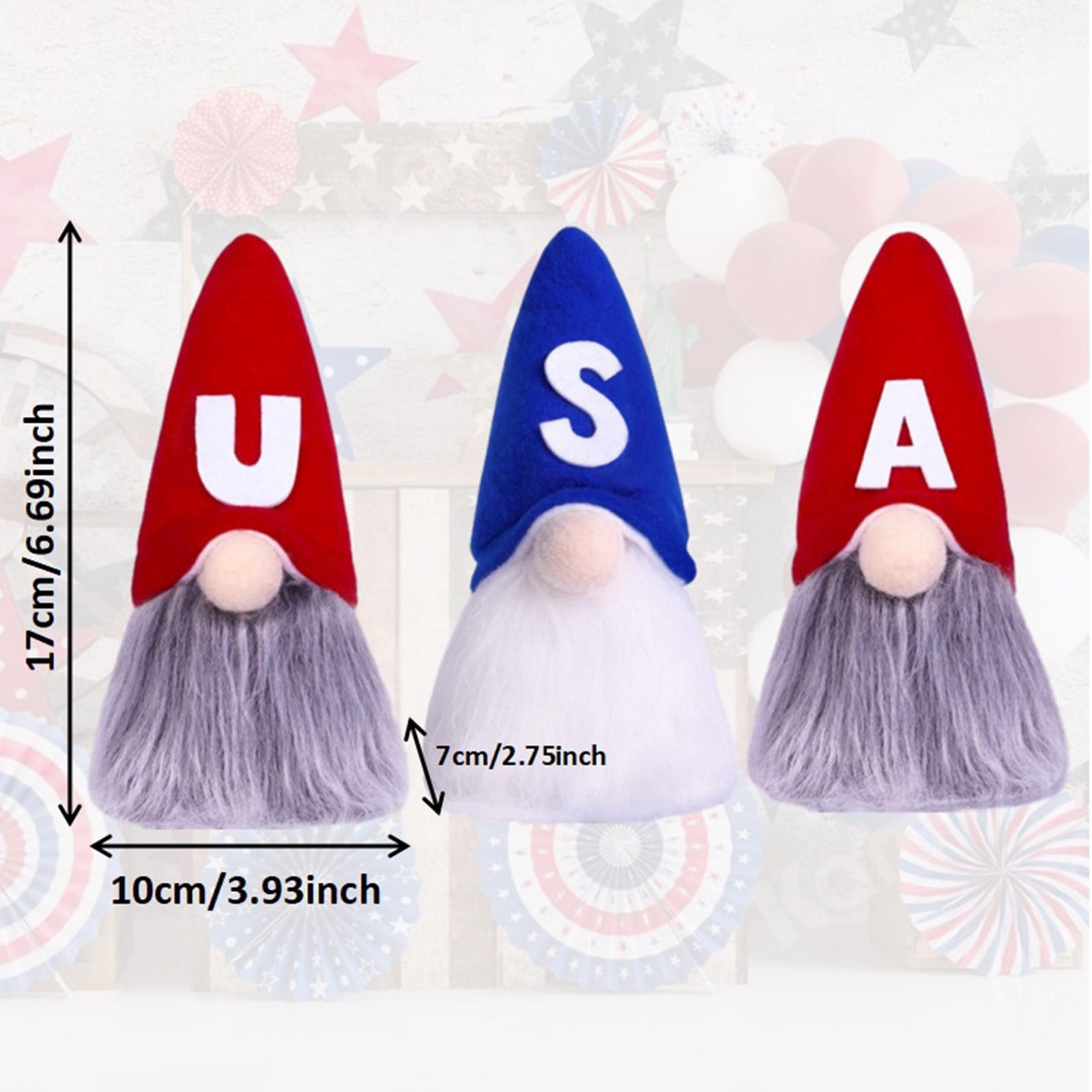 Handcrafted Cotton Patriotic Faceless Gnome Figurine with Red/White ...