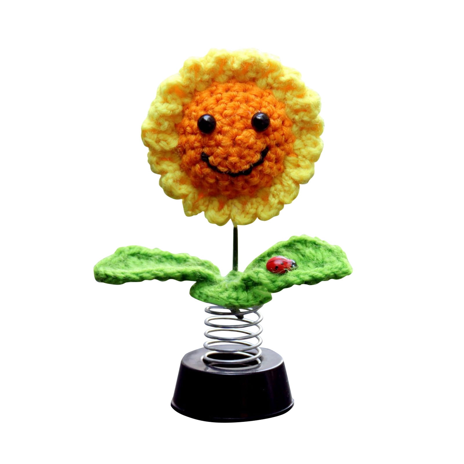 Handcrafted Crochet Sunflower Plush Toy Smiling Amigurumi Flower Decor for Home, Office, or Car ...