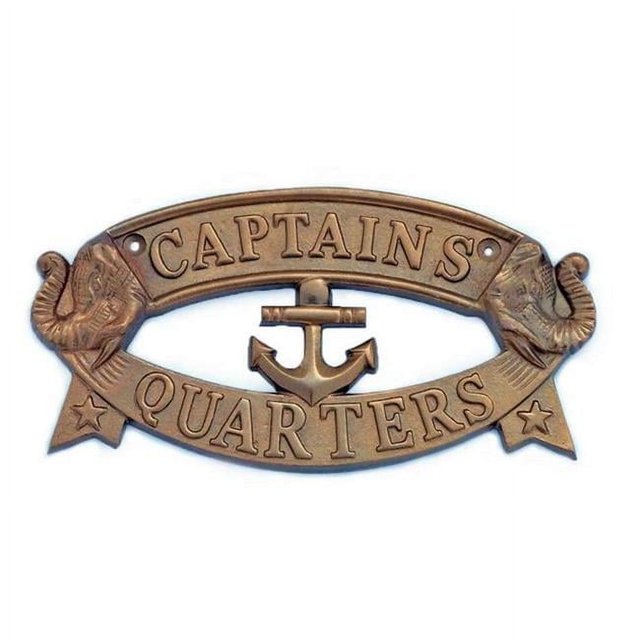 Handcrafted Decor Antique Brass Captains Quarters Sign- - 9 in ...
