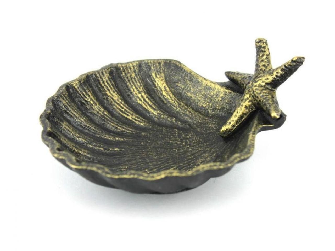 Hampton Nautical Cast Iron Shell with Starfish Decorative Bowl, 6 ...