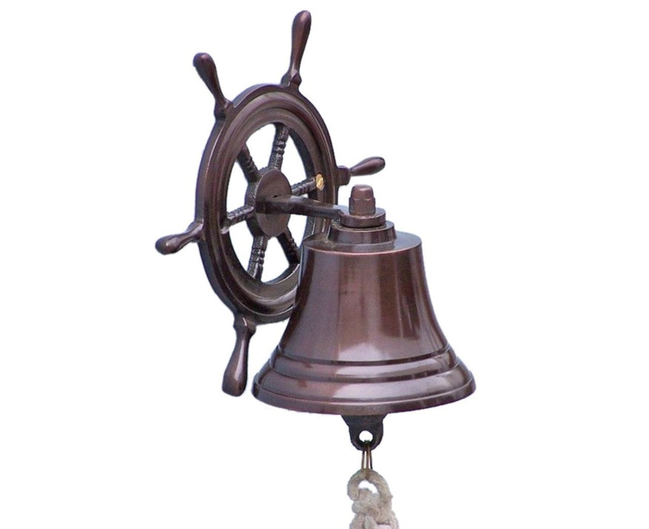 Hampton Nautical Hanging Ship Wheel Bell, 7", Antique Copper - Walmart.com