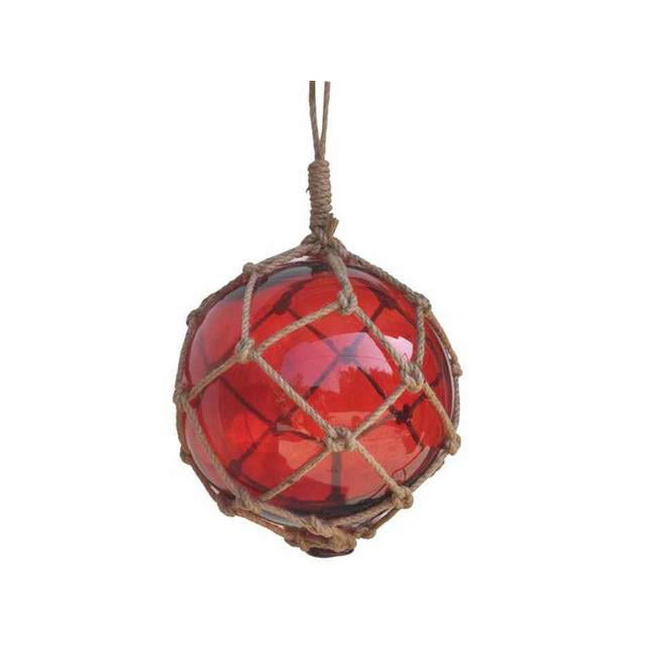 Handcrafted Decor Red Japanese Glass Ball Fishing Float with Brown ...
