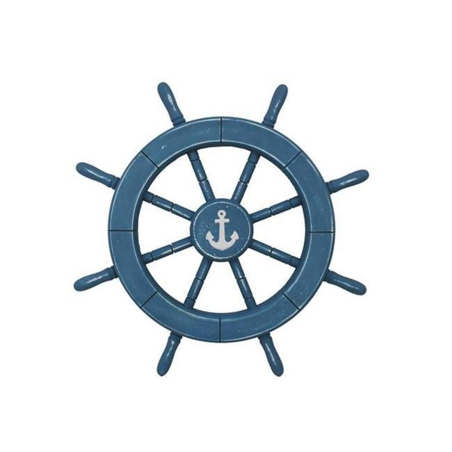 Handcrafted Decor Wheel-18-205-anchor Rustic All Light Blue Decorative ...