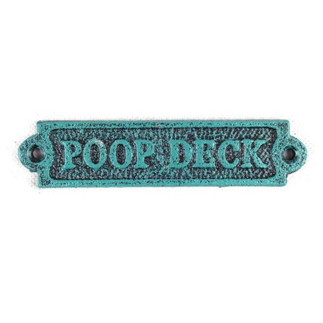 Handcrafted Decor Seaworn Blue Cast Iron Poop Deck Sign- - 6 in ...