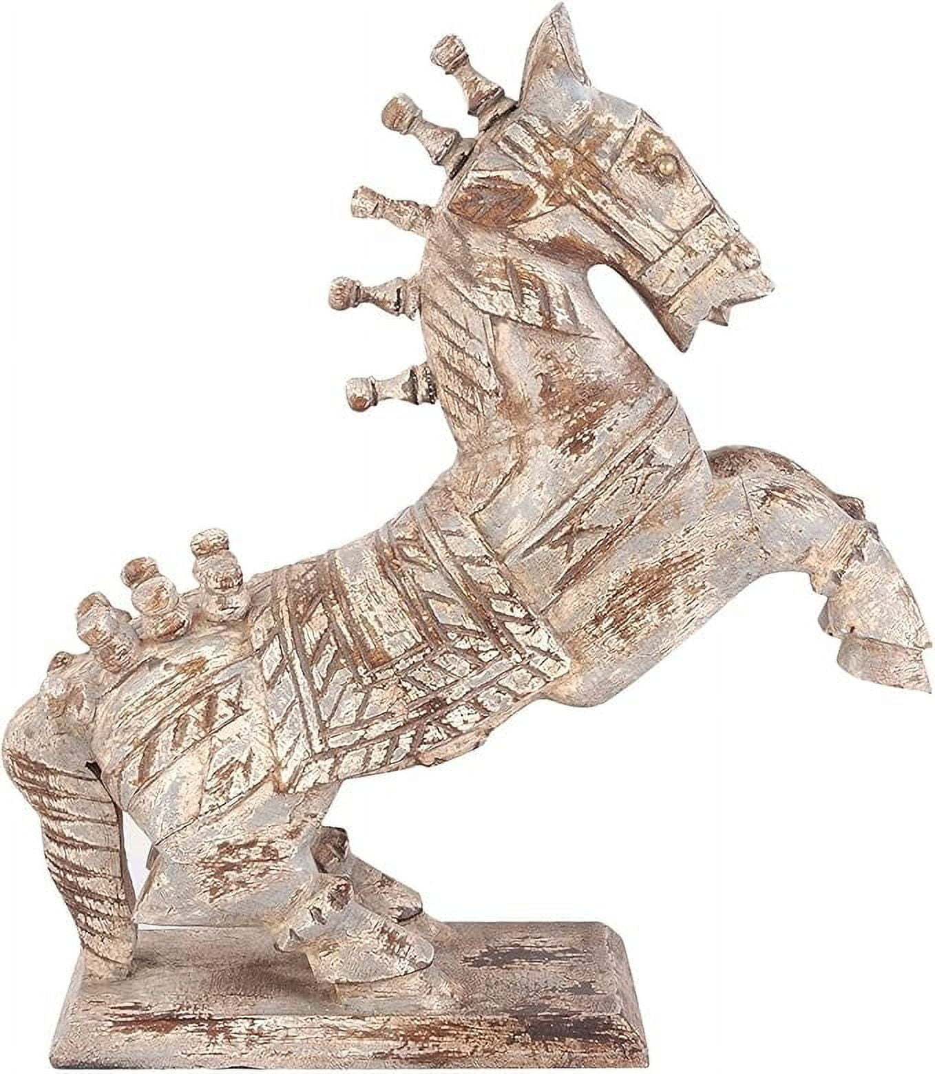 Handcrafted Distressed White Horse Statue – 37x12x43 cm | Unique ...