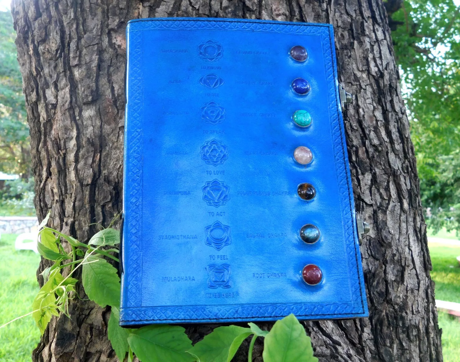 Handcrafted Embossed Design Vintage Leather Bound Journal Seven Chakra ...