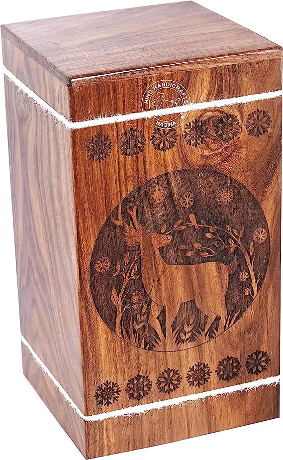 Handcrafted Floral Engraved Wooden Urns for Human Ashes Adult Large ...