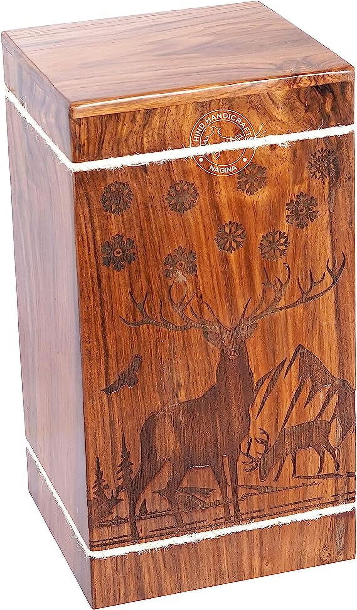 Handcrafted Floral Engraved Wooden Urns for Human Ashes Adult Large ...