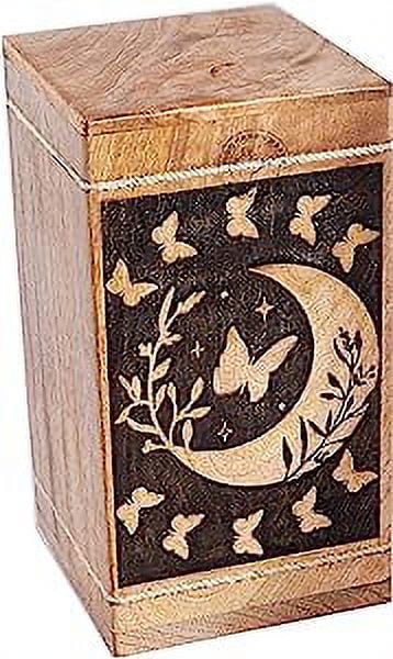Handcrafted Floral Half Moon Wooden Urns for Human Ashes Adult Large ...