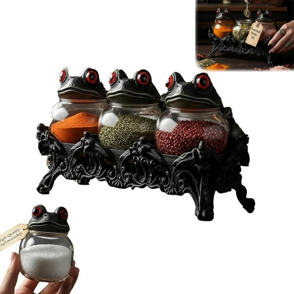 Handcrafted Frog Apothecary Spice Jars, Witchy Frog Apothecary Spice ...