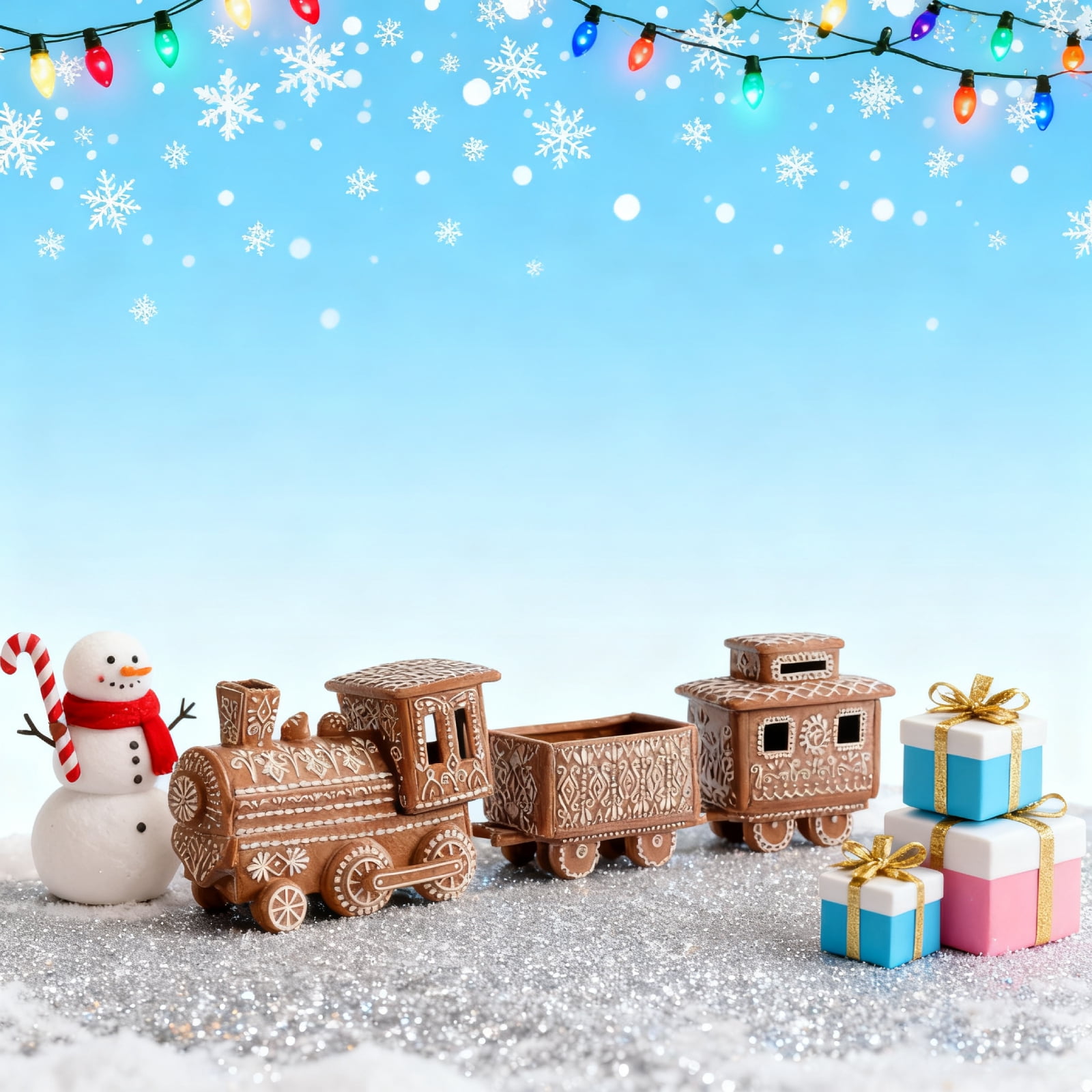 Handcrafted Gingerbread Train with LED Light 12 Inch Festive Christmas ...