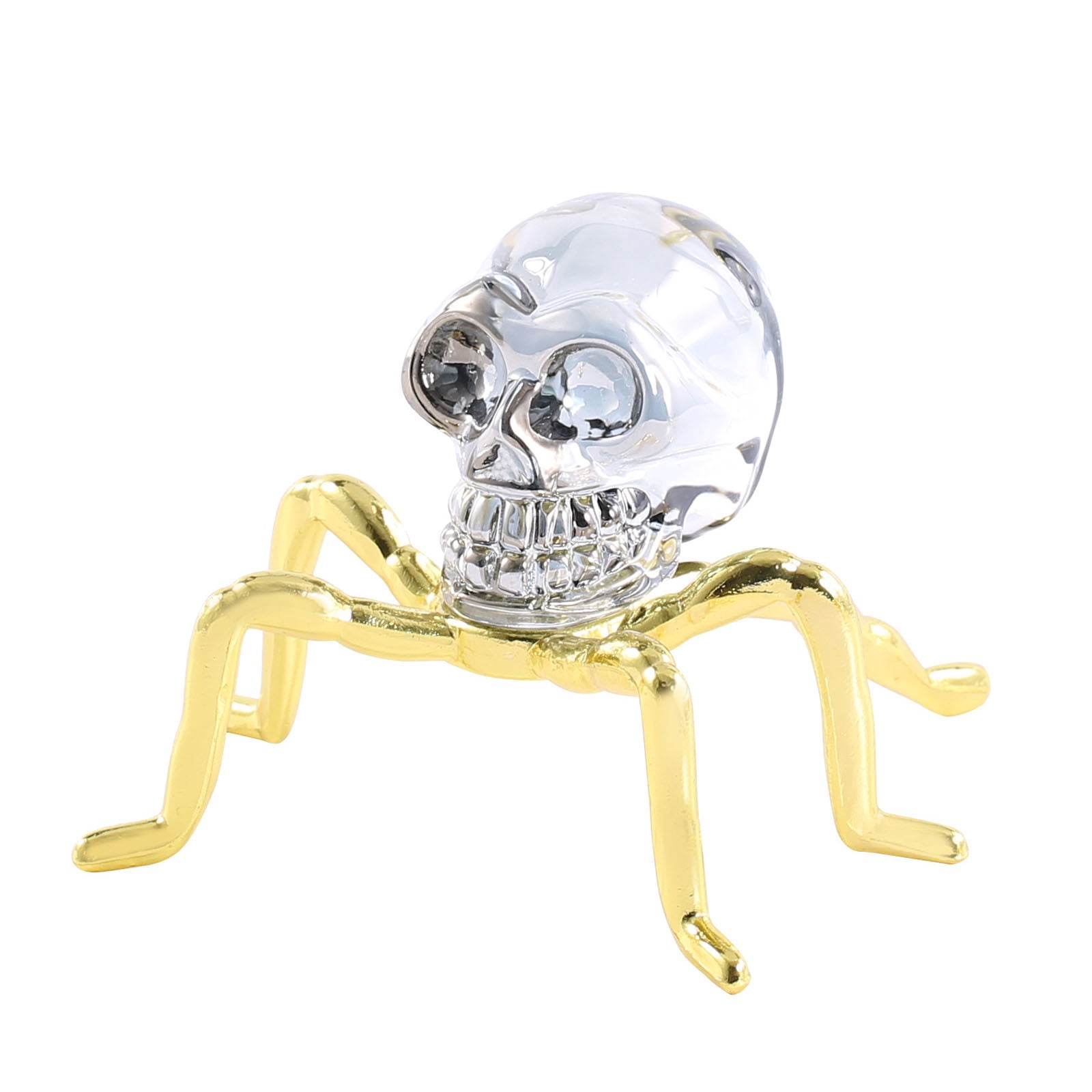 Handcrafted Glass Skull Sculpture with Golden Metal Foot - 4" Human ...