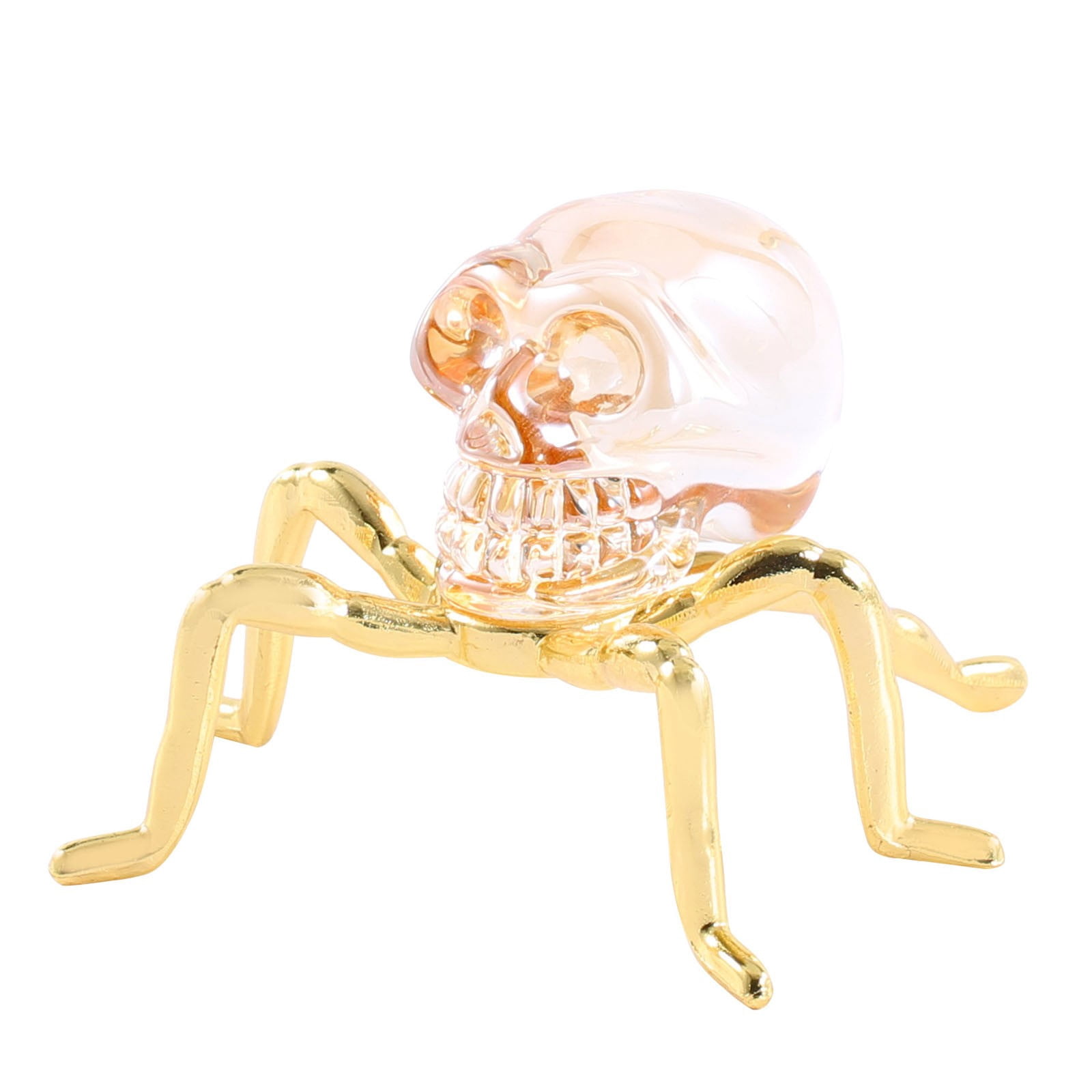 Handcrafted Glass Skull Sculpture with Golden Metal Foot - 4" Human ...