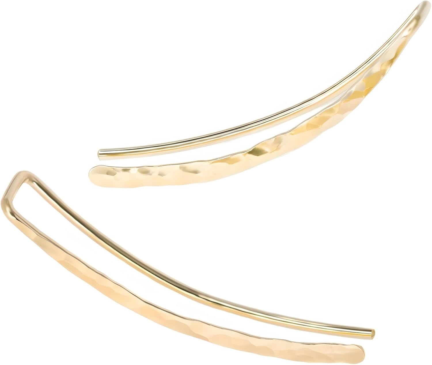 Handcrafted Gold Ear Climber Earrings, Chic U-Shape Minimalist Clasp Design, Dainty Arc Earrings ...