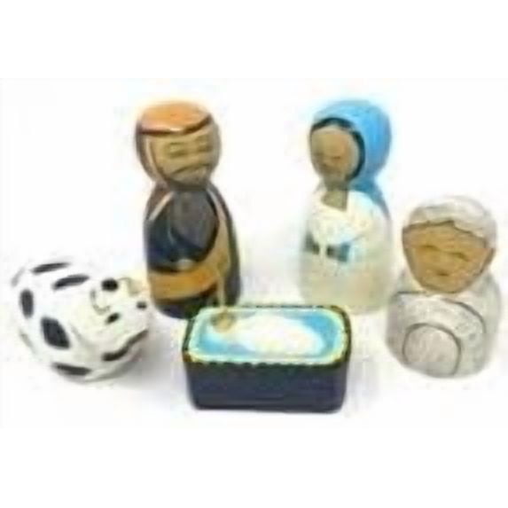 Handcrafted Handpainted Kashmiri Painted Badloo Wood Nativity Set (5 ...