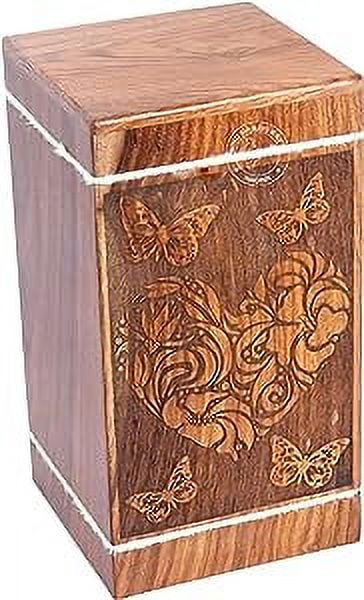 Handcrafted Heart Floral Wooden Urns for Human Ashes Adult Large ...