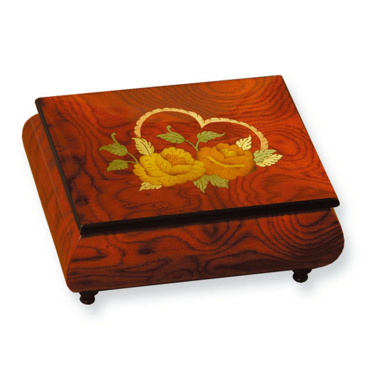 Handcrafted High Gloss Finish Red Floral and Heart Inlay (Plays Swan ...