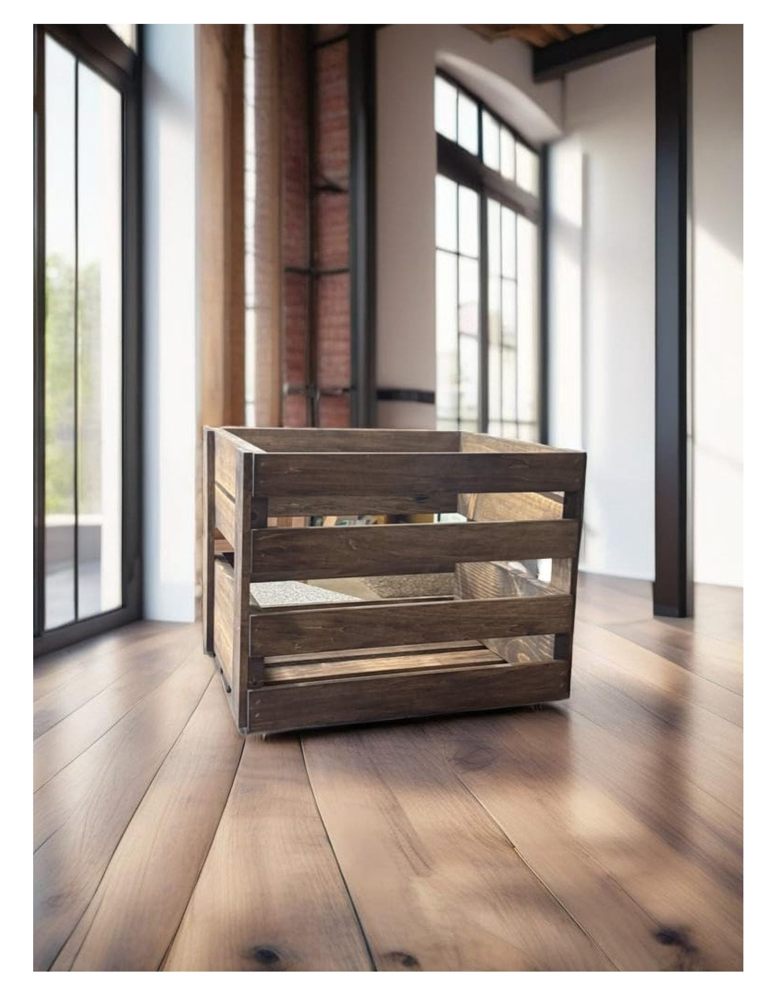 Handcrafted Medium Stained Wood Vinyl Record Holder Crate – Durable ...