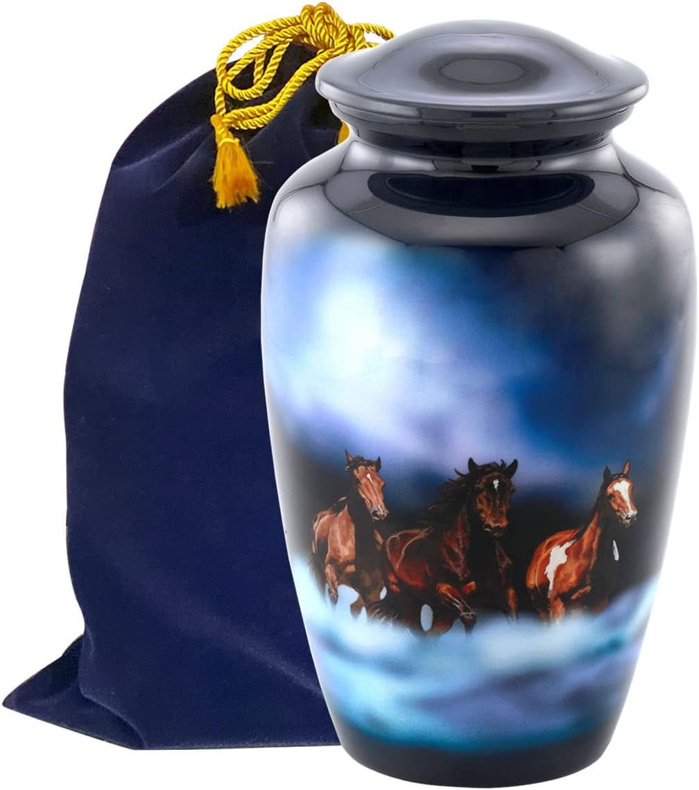 Handcrafted Midnight Running Horses Urn for Ashes, Wild Horses ...