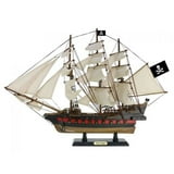 Handcrafted Model Ships 20 in. Wooden Captain Hooks Jolly Roger White ...