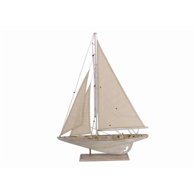 Handcrafted Model Ships 35 in. Wooden Rustic Whitewashed Pacific Sailer ...