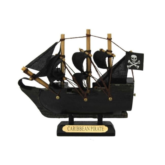 Handcrafted Model Ships 4 in. Wooden Caribbean Pirate Ship Model ...