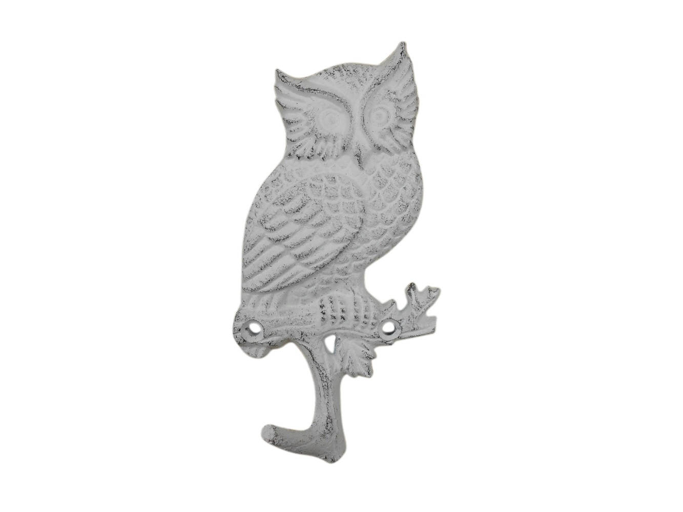 Handcrafted Model Ships 6.5 x 1 x 5 in. Whitewashed Cast Iron Owl ...