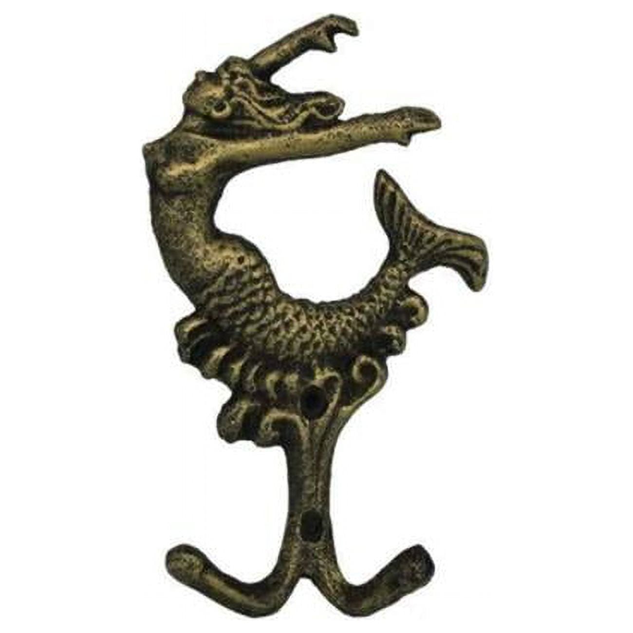 Handcrafted Model Ships 6 in. Cast Iron Mermaid Key Hook - Antique Gold ...