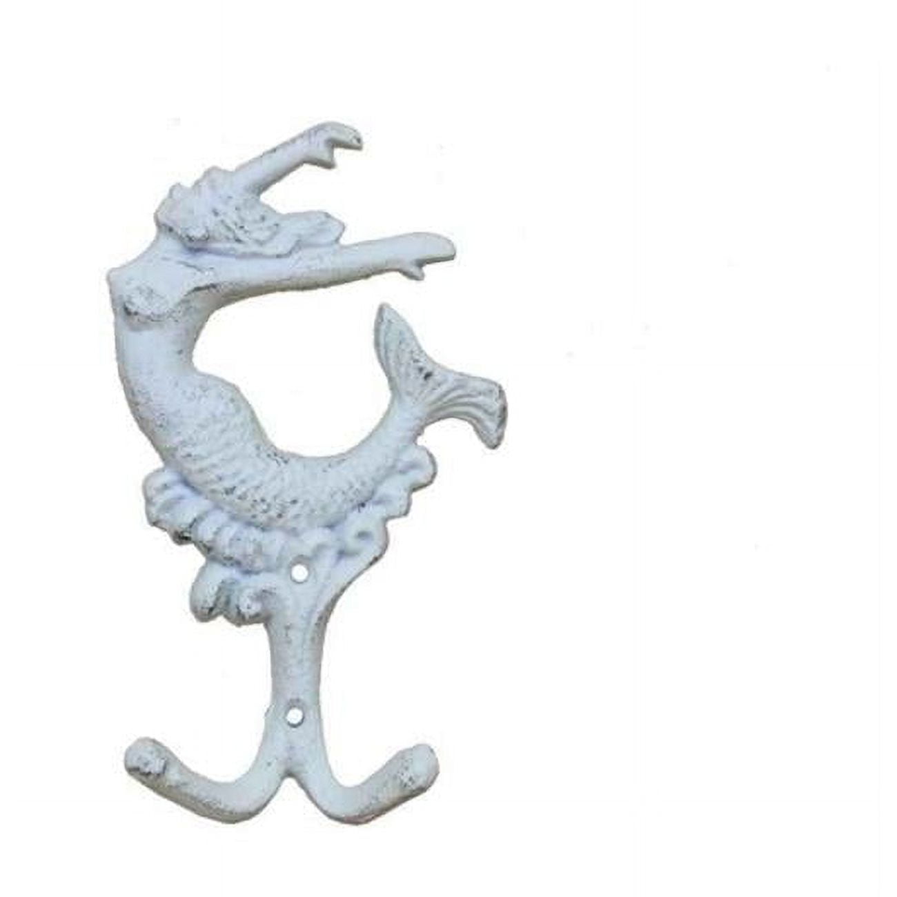 Handcrafted Model Ships 6 in. Cast Iron Mermaid Key Hook - Whitewashed ...