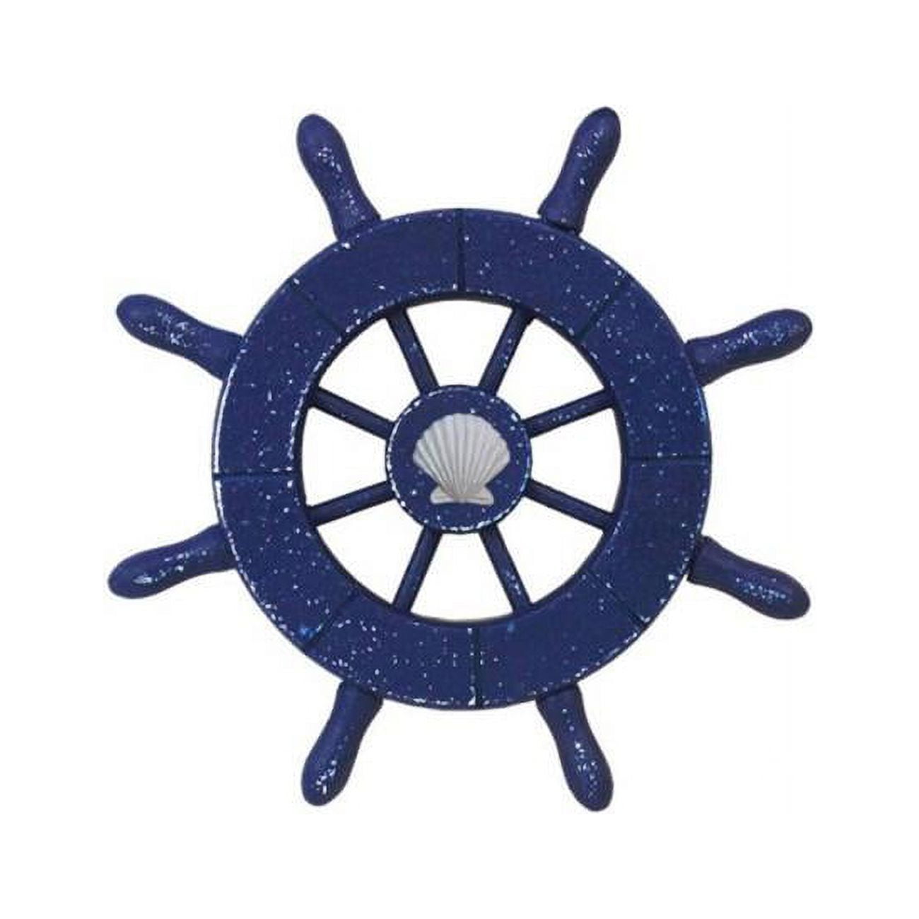 Handcrafted Model Ships 6 in. Rustic Dark Blue Decorative Ship Wheel ...
