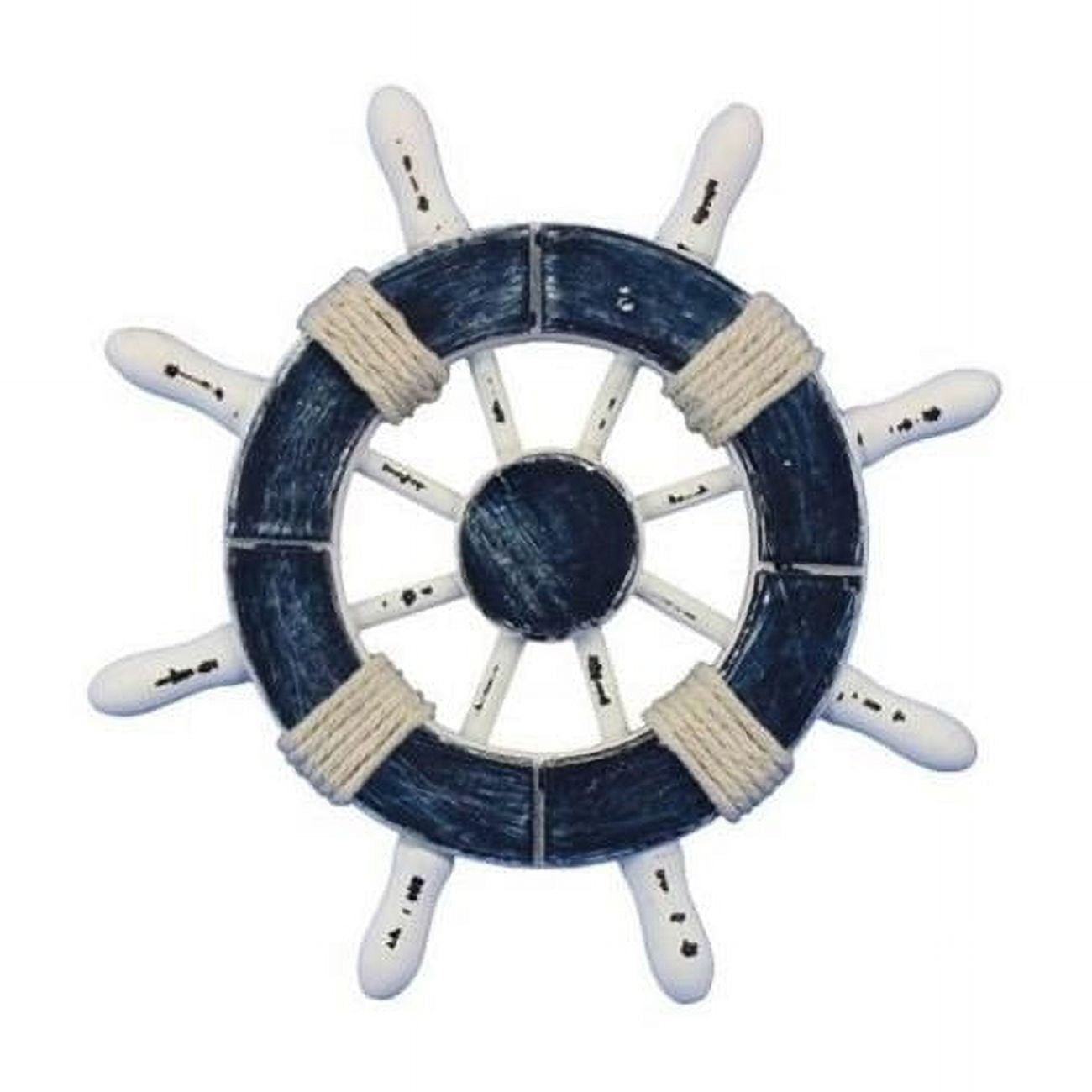 Handcrafted Model Ships 6 in. Rustic Dark Blue & White Decorative Ship ...