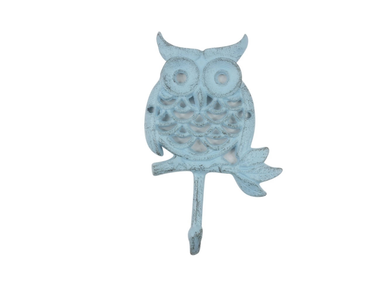 Handcrafted Model Ships 6 x 2 x 5 in. Rustic Light Blue Cast Iron Owl ...