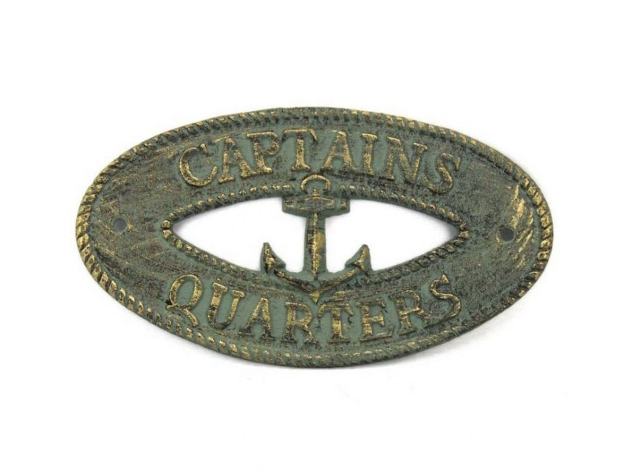 Hampton Nautical Antique Bronze Captains Quarters with Anchor Sign 8 ...