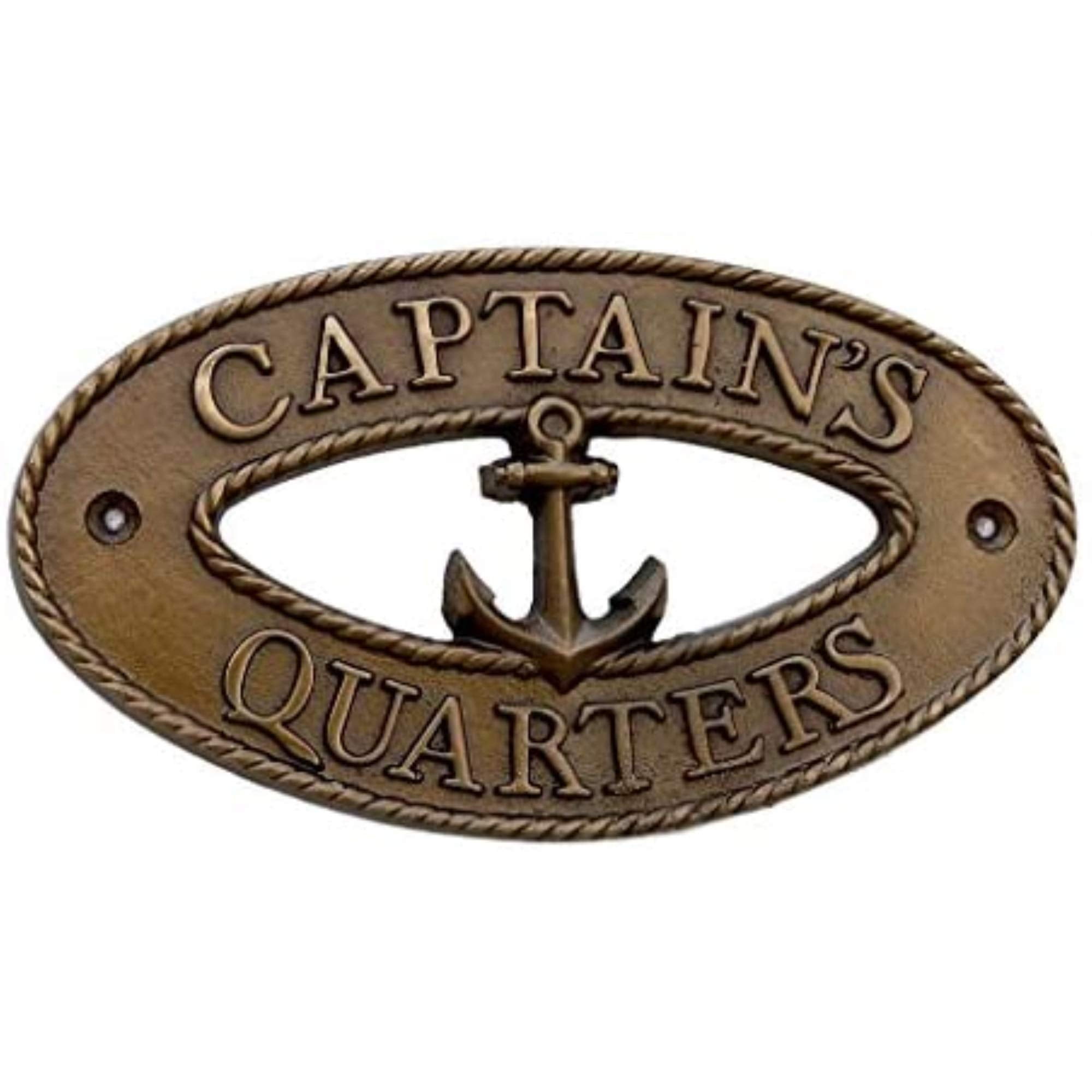 Handcrafted Model Ships Antique Brass Captains Quarters Oval Sign with ...